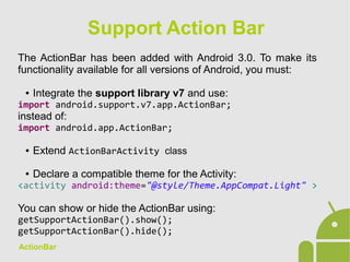 Android App Development - 05 Action bar | ODP | Operating Systems | Computer Software and ...