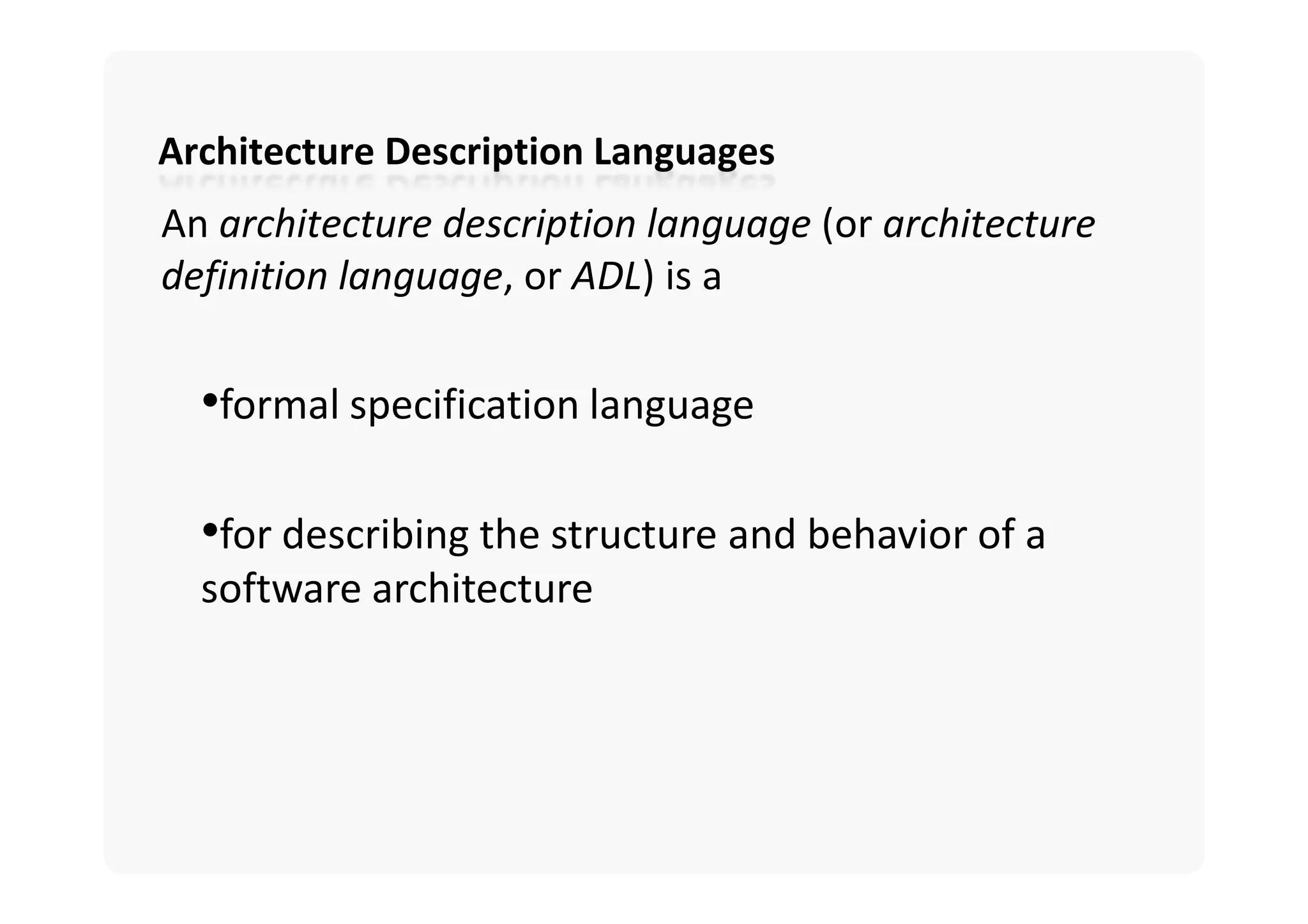Software Architecture: Architecture Description Languages | PDF