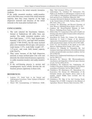 Impact of Mineral Formation on Restoration of the Soil Structure in ...