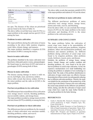 Problem Identification on Major Cereal Crops Production (A Case of ...