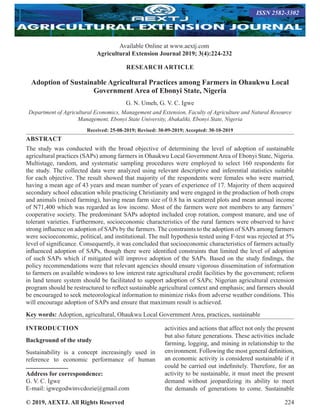 Adoption of Sustainable Agricultural Practices among Farmers in Ohaukwu ...