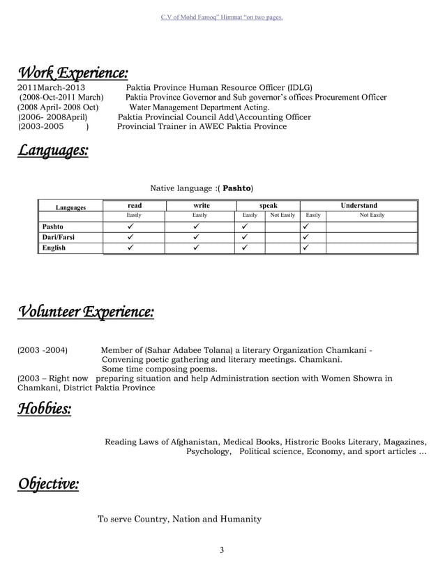 Mohd.Farooq Himmat CVs1 | PDF