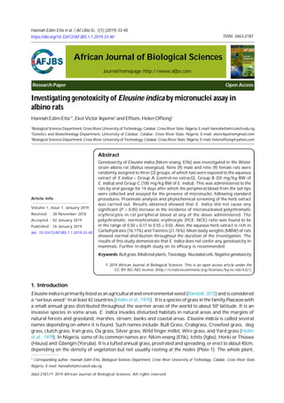 Investigating genotoxicity of Eleusine indica by micronuclei assay in ...