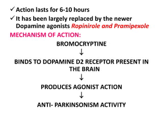 Anti-Parkinsonism Drugs / Drugs Used in the treatment of Parkinson's ...