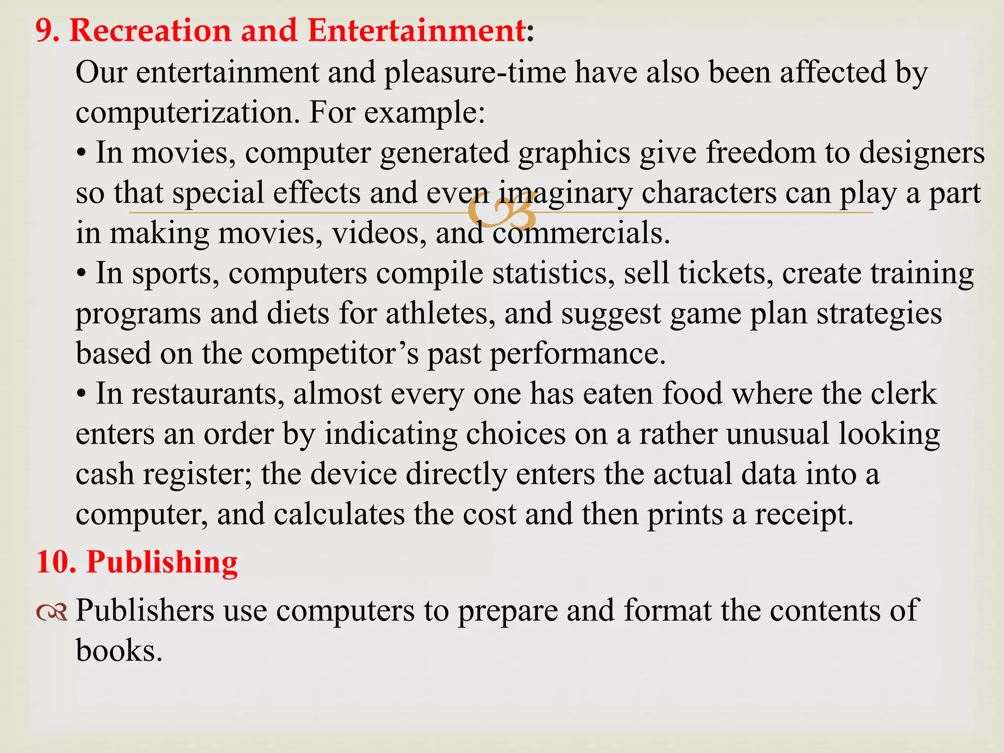 Areas of computer application | PPTX