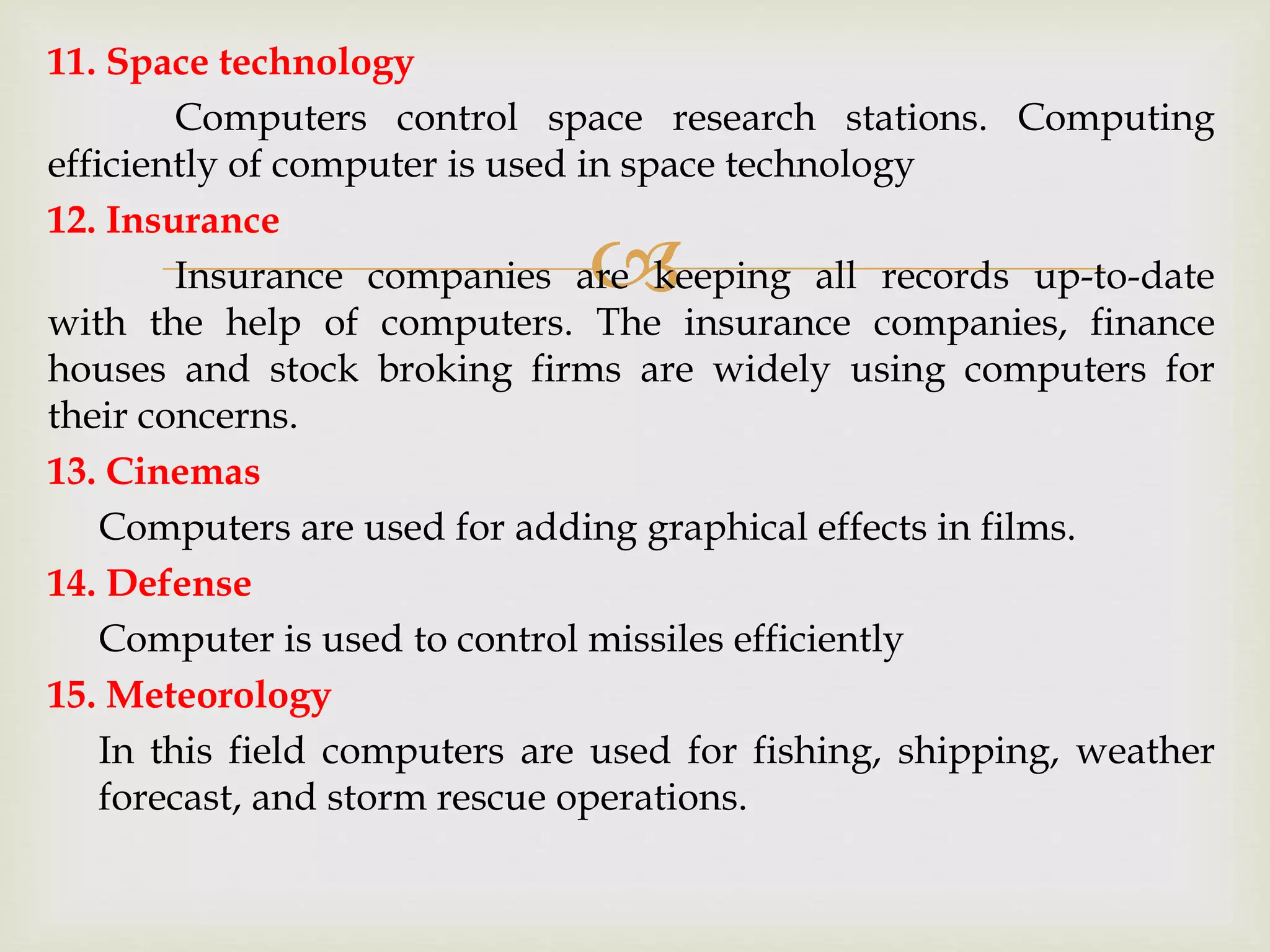 Areas of computer application | PPTX