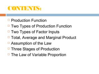 Presentation on law of variable proportion | PPT