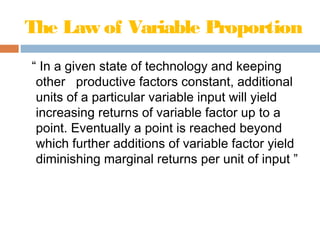 Presentation on law of variable proportion | PPT