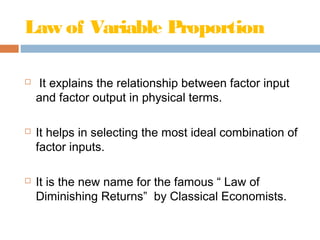 Presentation on law of variable proportion | PPT