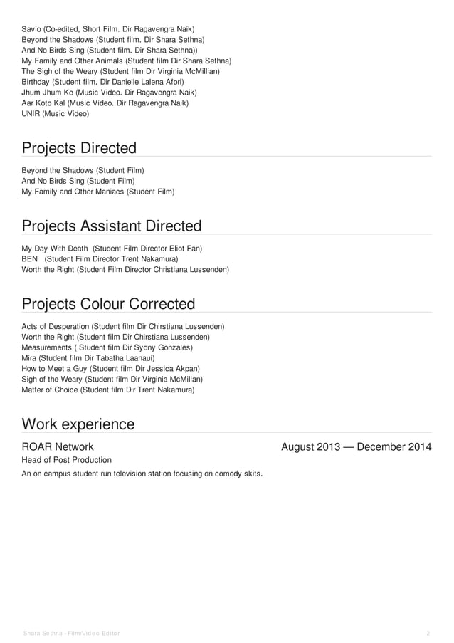 Shara Sethna's CV | PDF