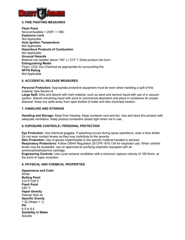 DUCT-ARMOR-MSDS-2013 | PDF