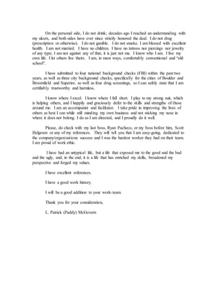 Cover letter, Resume and References | DOCX