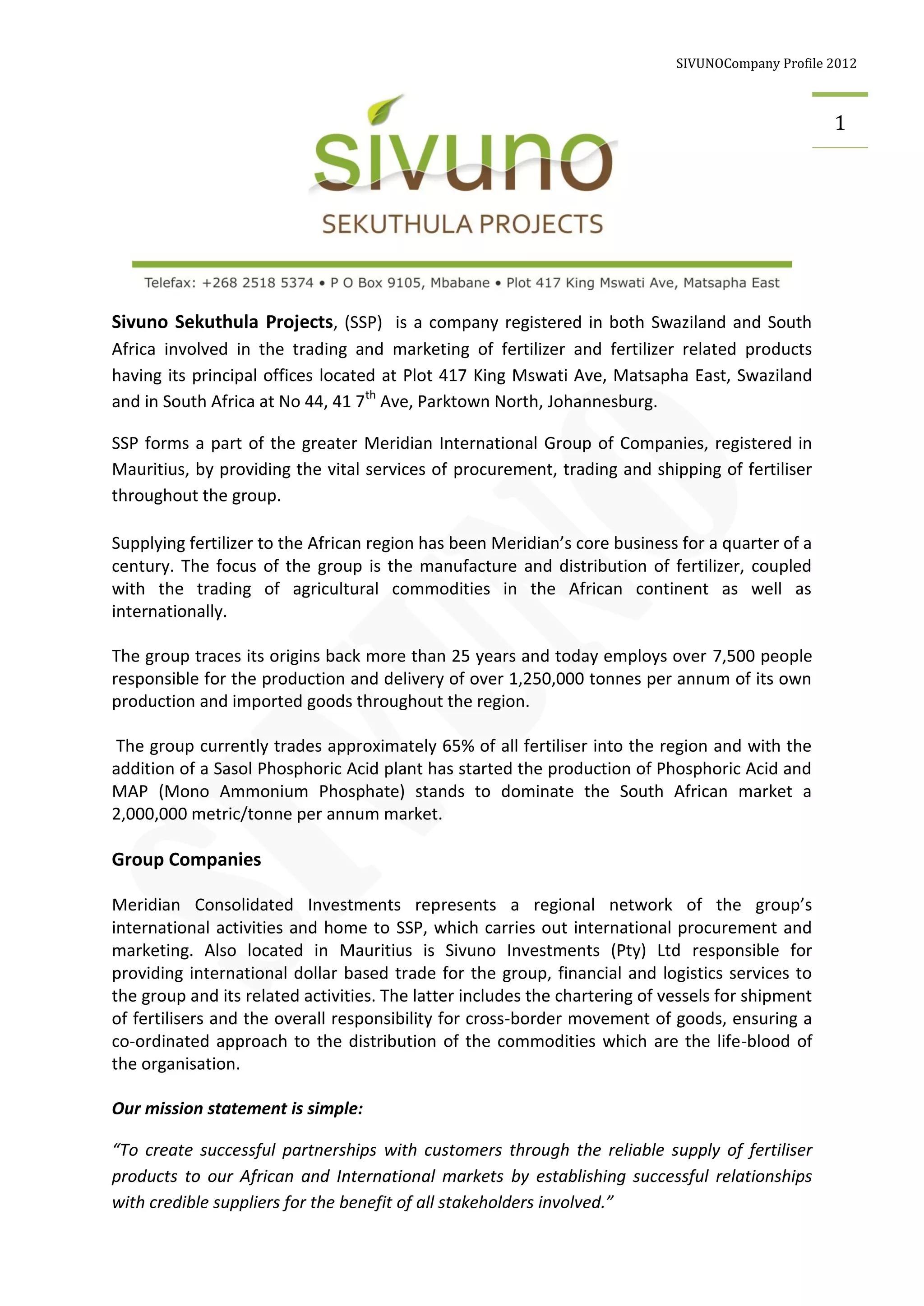 Sivuno Company Profile | PDF