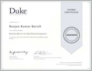 DUKE Business Anaylytics certificate | PDF