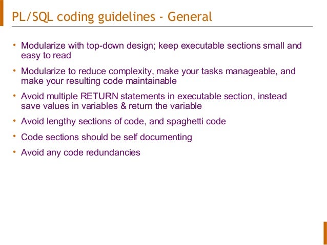 Oracle SQL, PL/SQL best practices