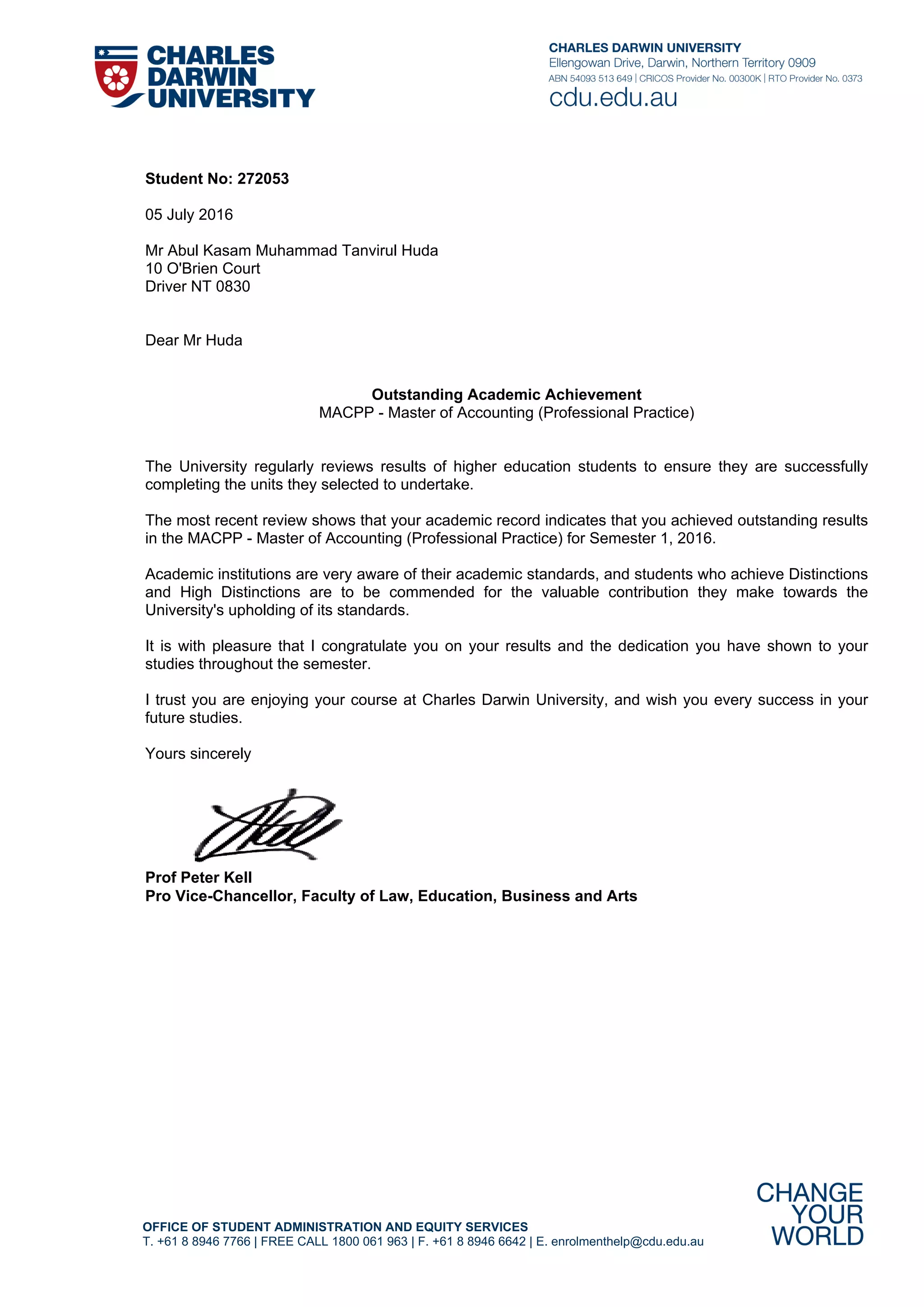 Outstanding Academic Achievement_Semester 1, 2016 | PDF