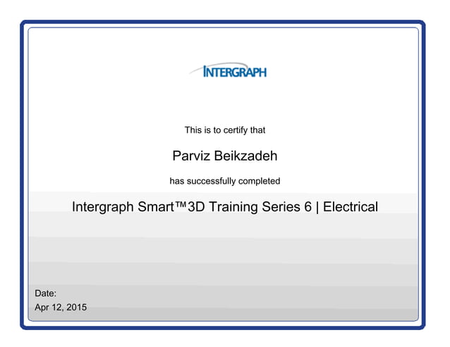 Intergraph Smart 3D Training Electrical | PPT