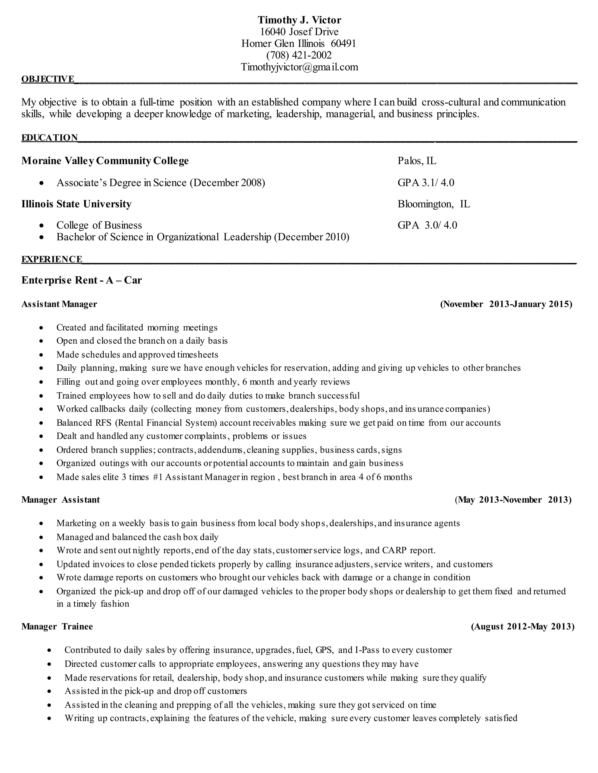 Timothy Resume 1 | PDF