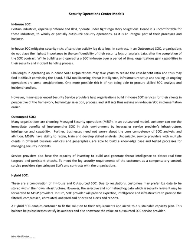SOC Models Comparison | PDF