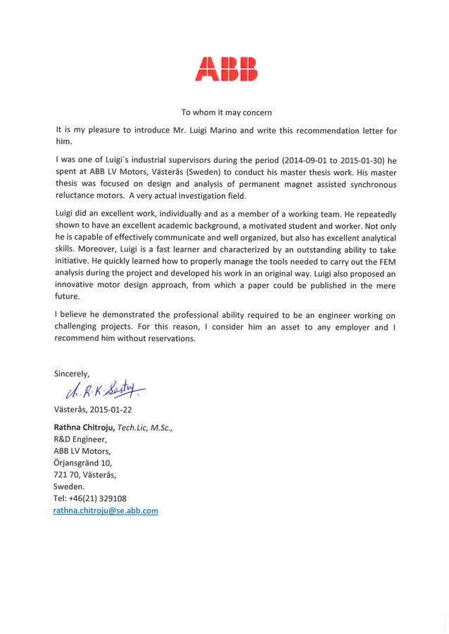 Reference letter Rathna Chitroju ABB | PDF