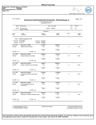 Graduate Transcript. Rachael Soss | PDF