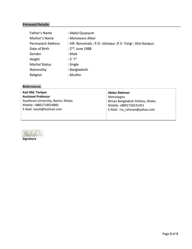 Resume of Nehal | PDF | Business Accounting & Finance | Business