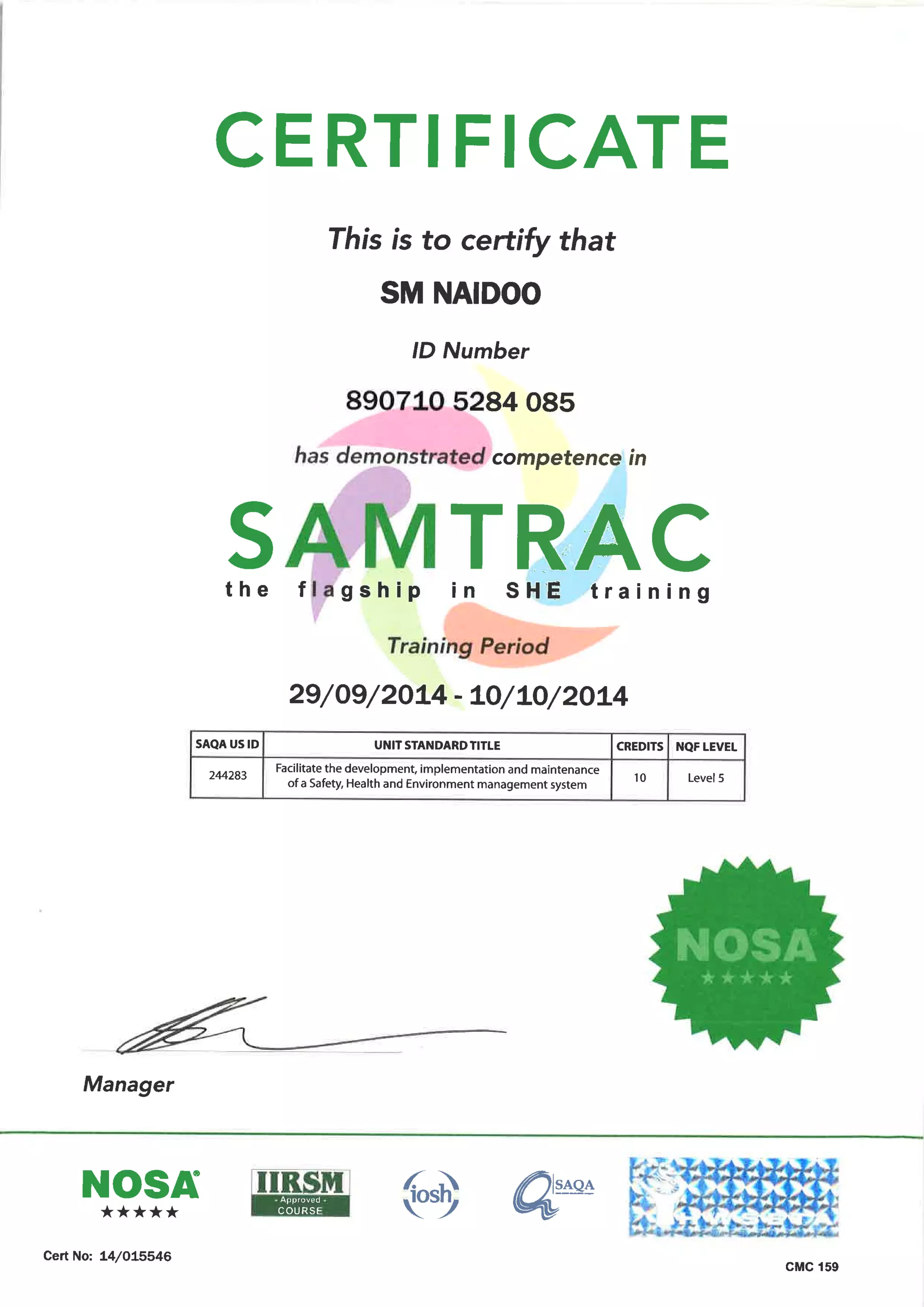 NOSA certificates | PDF