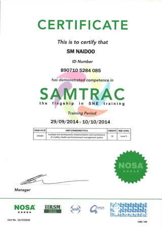 NOSA certificates | PDF