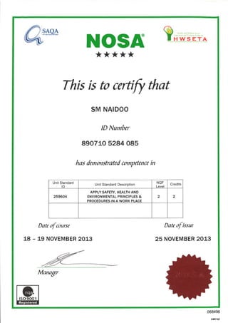 NOSA certificates | PDF