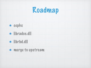 Ceph Day Beijing: Ceph-Dokan: A Native Windows Ceph Client | PDF