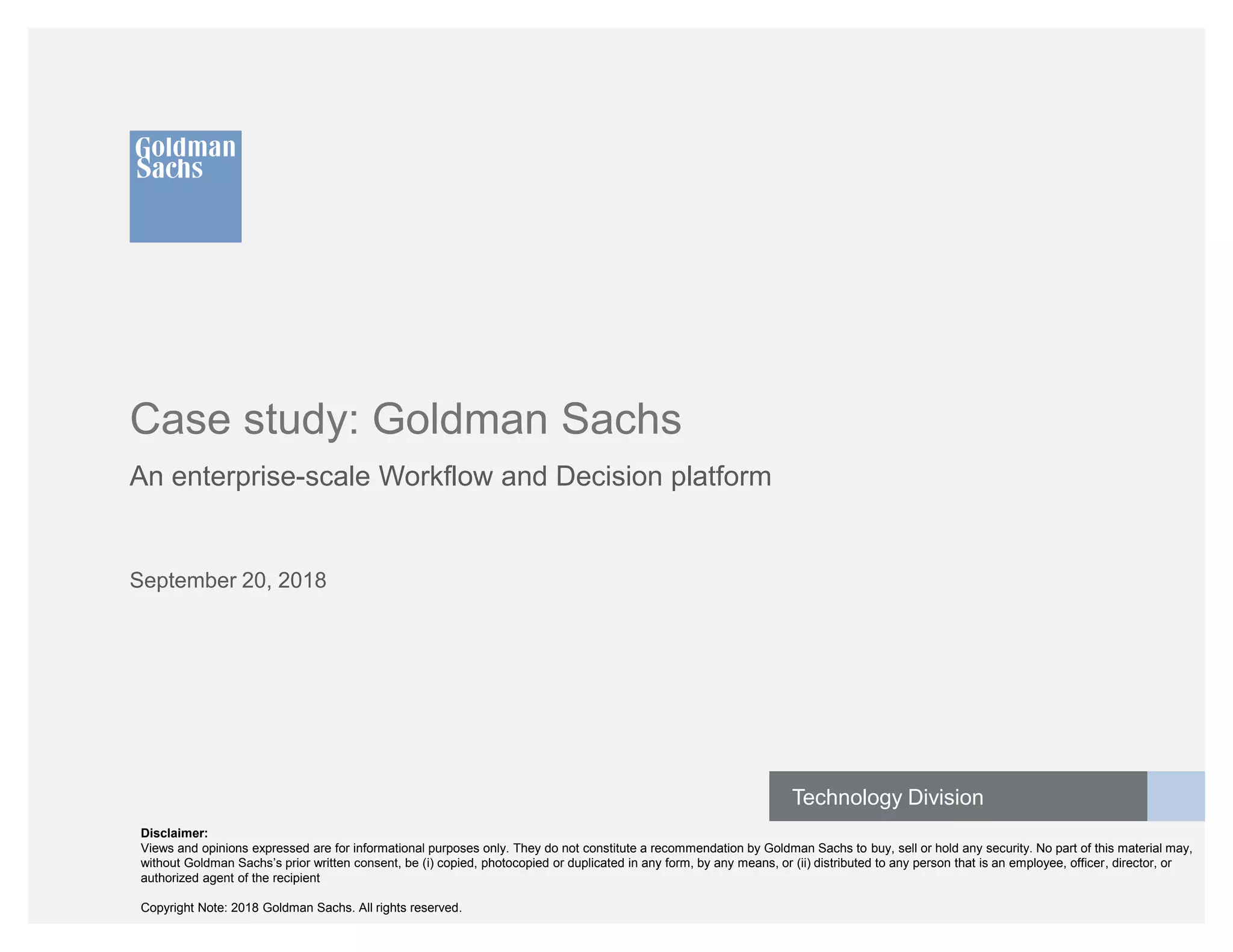 CamundaCon 2018: A Global Workflow Infrastructure (Goldman Sachs) | PDF