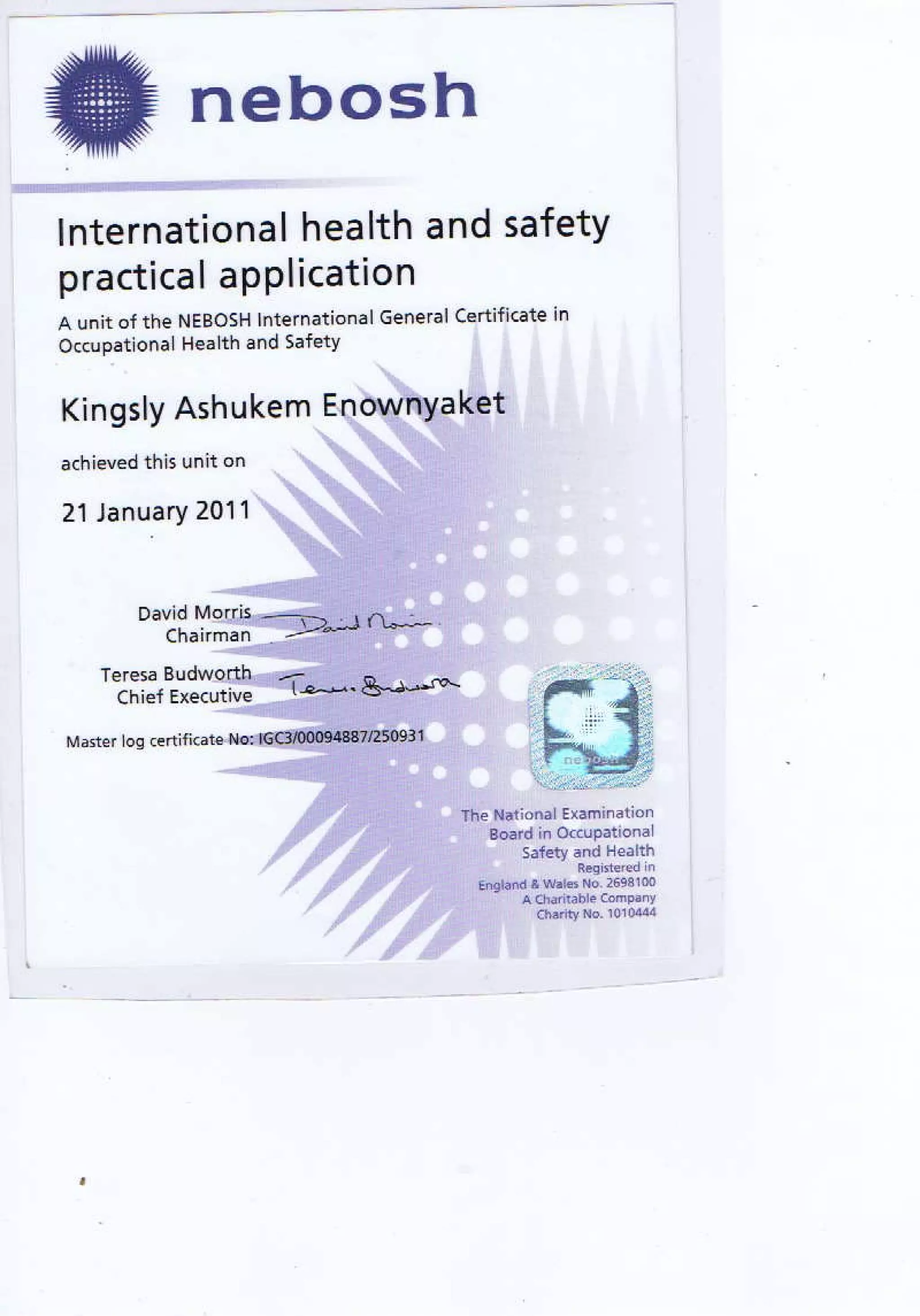 NEBOSH international HSE Practical application.PDF