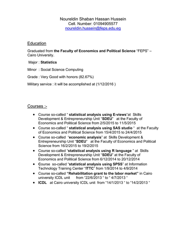 cv nour - Copy | PDF