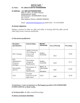 PHANEENDRA RESUME | DOC