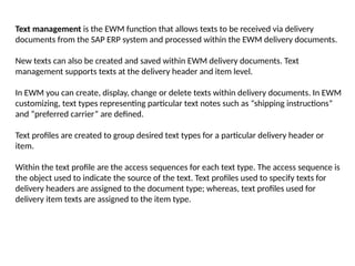 SAP EWM Delivery integration processing in SAP S4 HANA | PPTX
