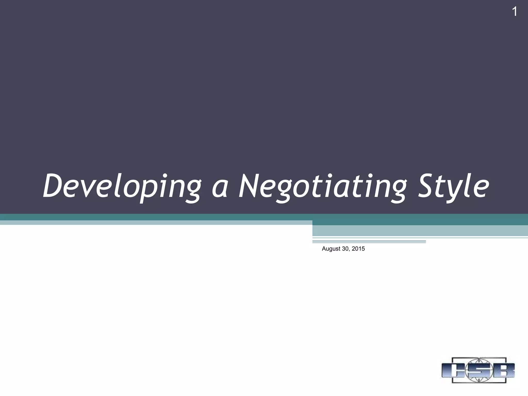 05 developing a negotiating style | PPT
