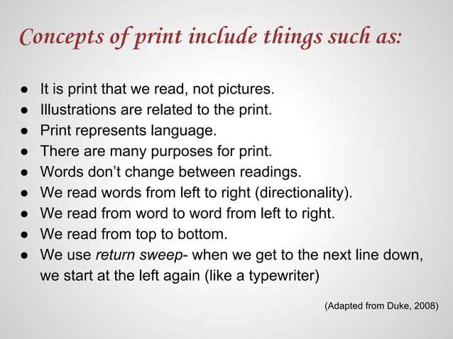 Session 3 emergent readers concept of print 2014 Sample | PPT