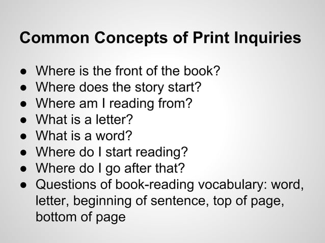 Session 3 emergent readers concept of print 2014 Sample | PPT
