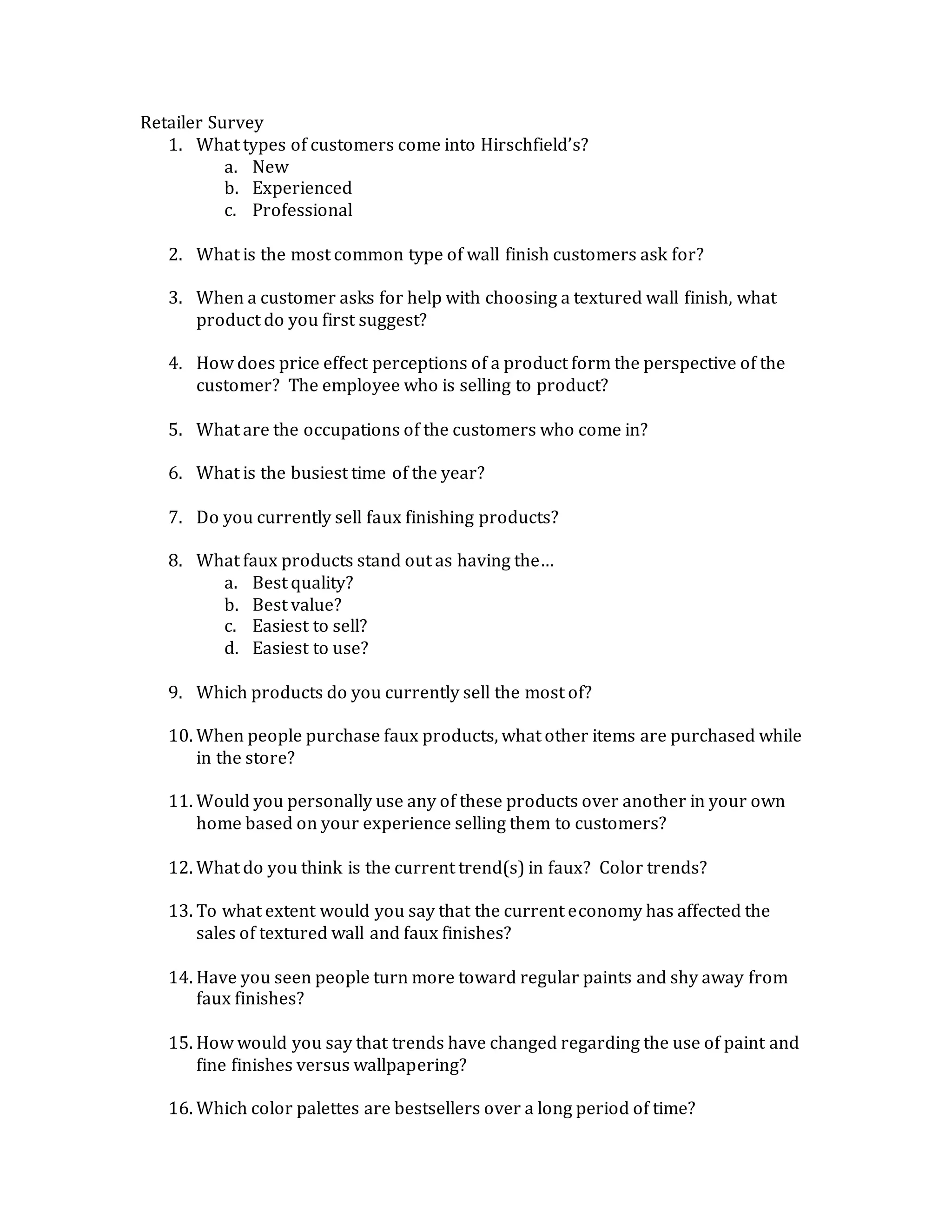 Retailer Survey | DOCX