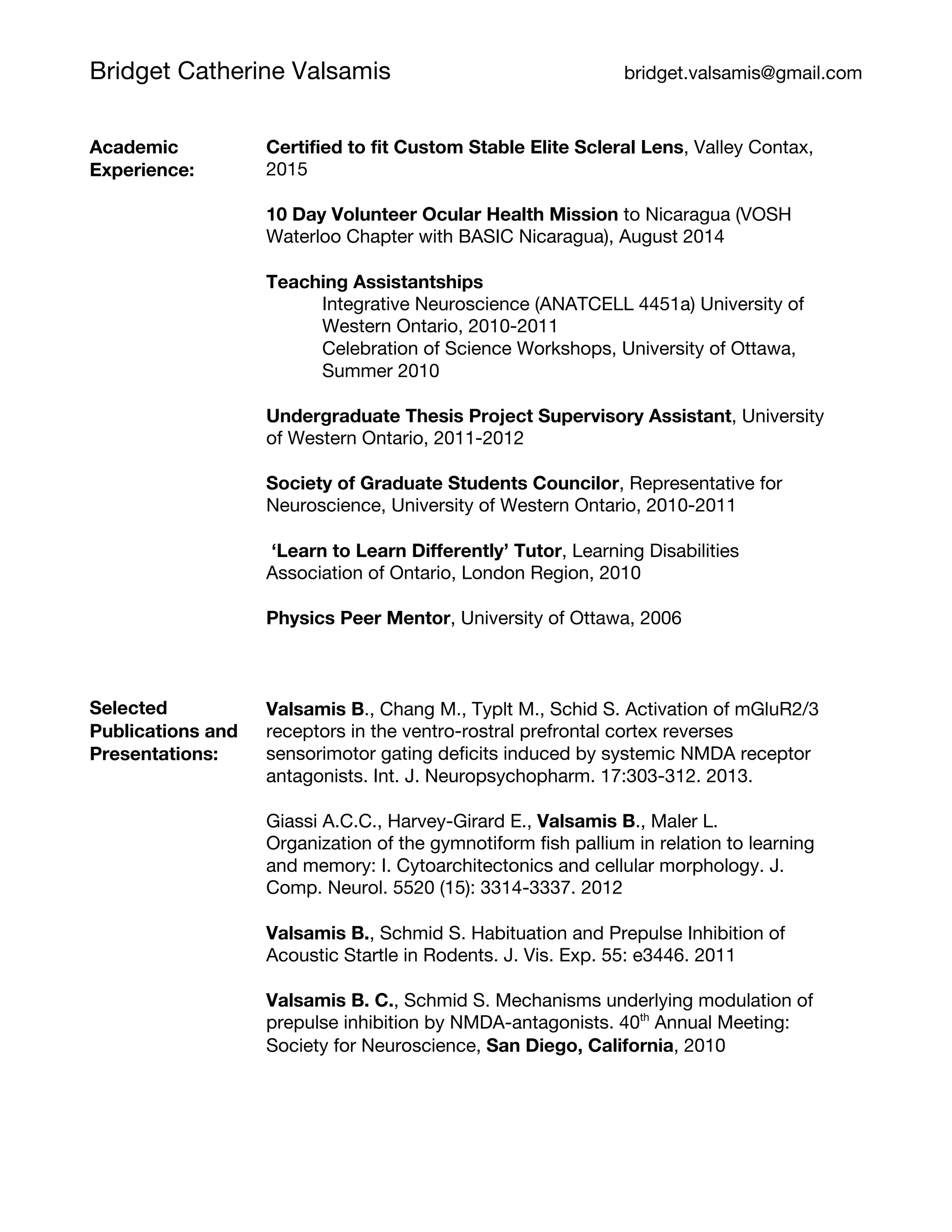 Bridget Valsamis - CV | PDF