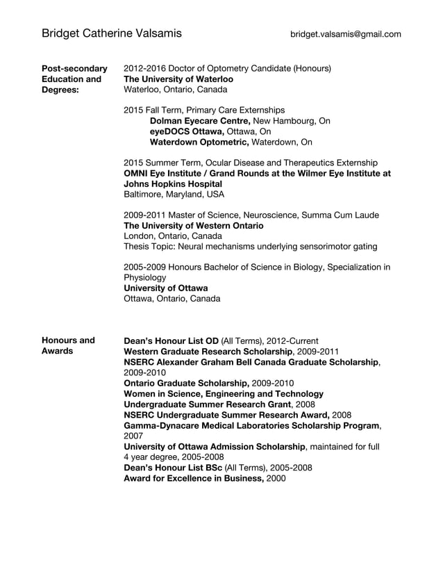 Bridget Valsamis - CV | PDF