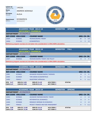 PhD Academic Transcript | PDF