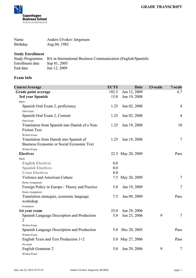BA grade transcript | PDF | Homework and Study | Education