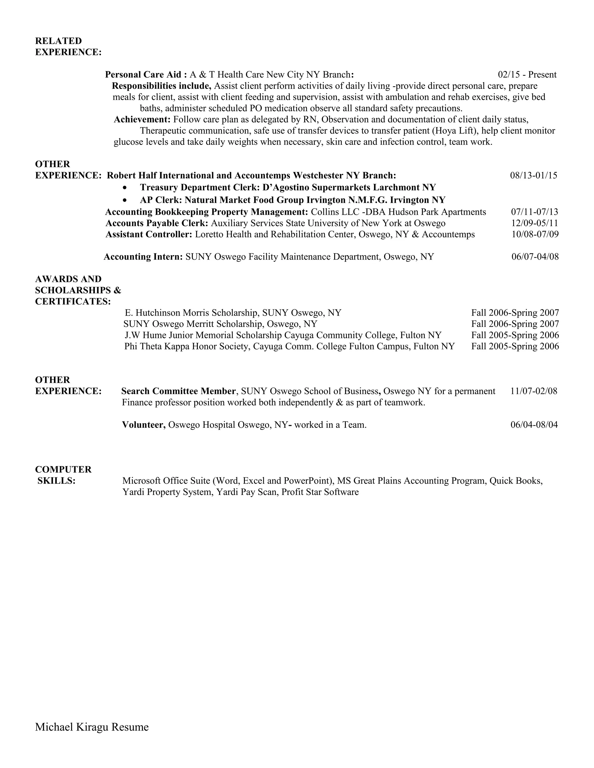Michael Kiragu Resume Nursing-Professional | DOC