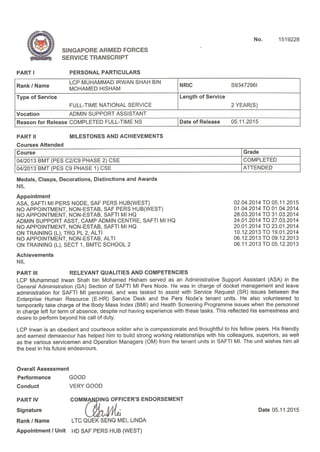 SAF Service Transcript | PDF