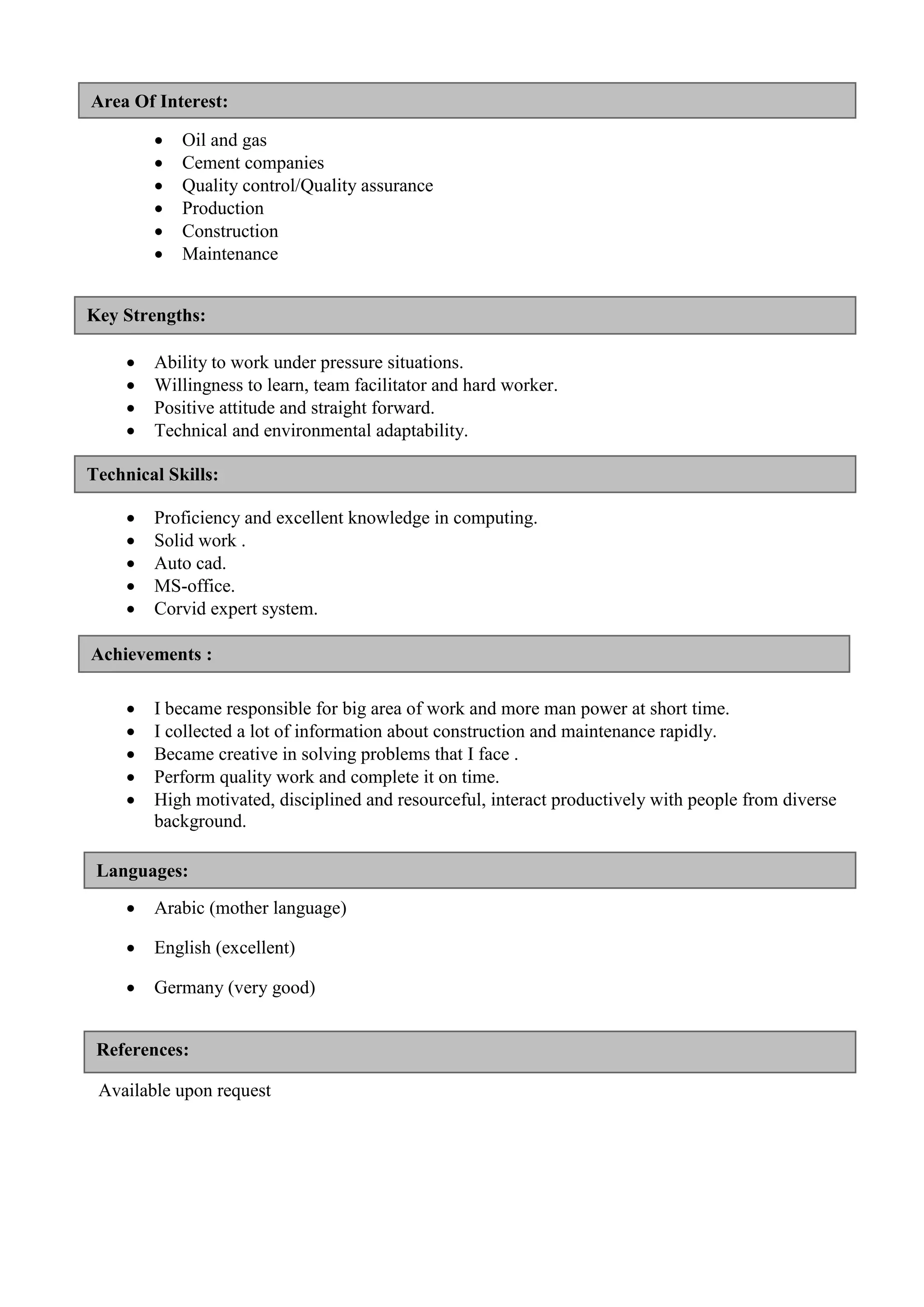 Ahmed zain -mechanical engineer | PDF