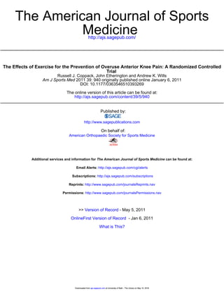 Am J Sports Med-2011-Coppack-et al | PDF | Physical Therapy | Wellness