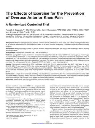 Am J Sports Med-2011-Coppack-et al | PDF | Physical Therapy | Wellness