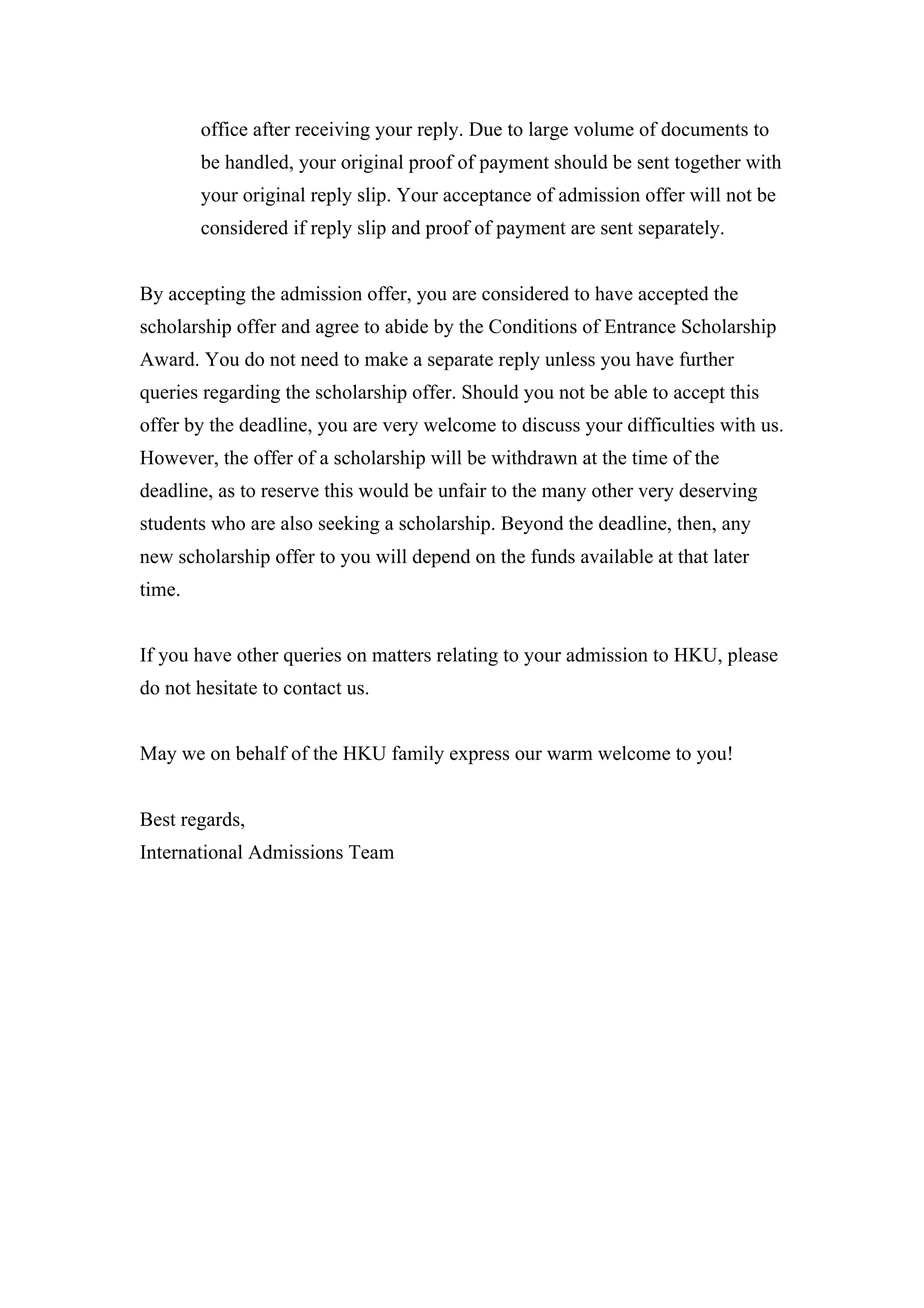 HKU OFFER & FULL SCHOLARSHIP | PDF