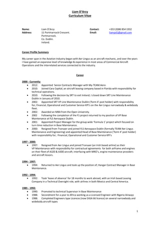Liam D'Arcy - CV 2015 | PDF